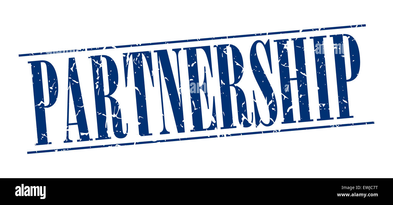partnership blue grunge vintage stamp isolated on white background ...