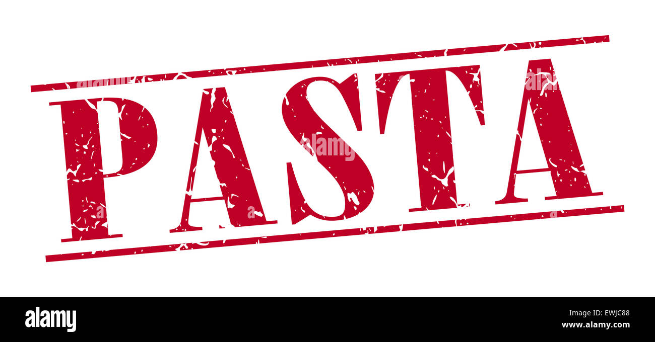 pasta red grunge vintage stamp isolated on white background Stock Photo ...
