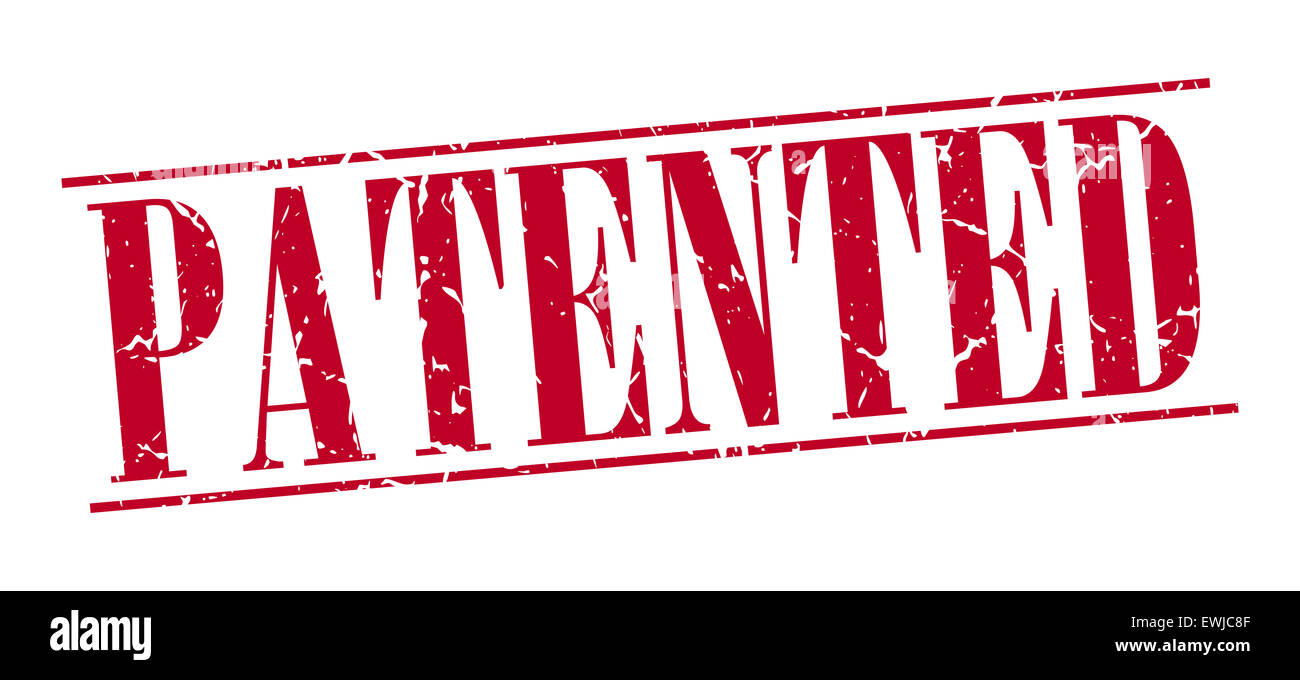 patented red grunge vintage stamp isolated on white background Stock ...