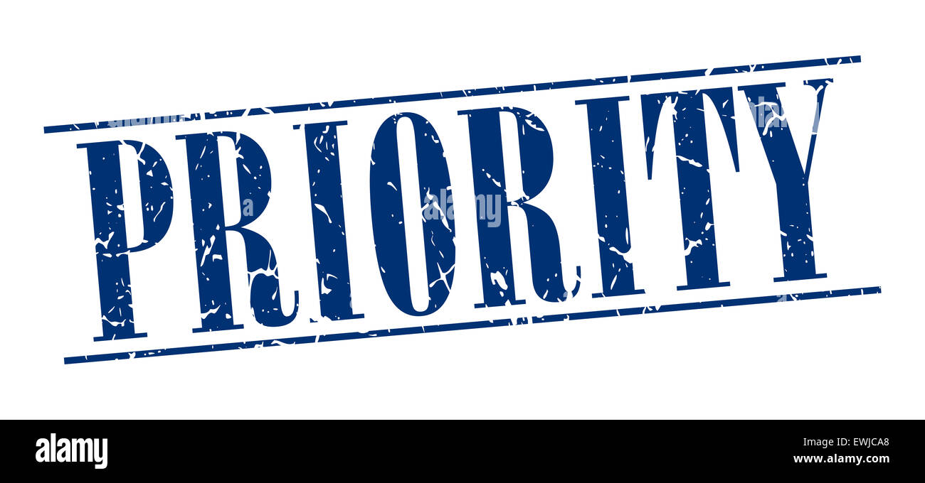 priority blue grunge vintage stamp isolated on white background Stock ...