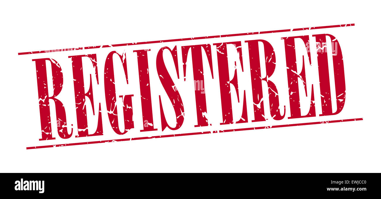 registered red grunge vintage stamp isolated on white background Stock ...