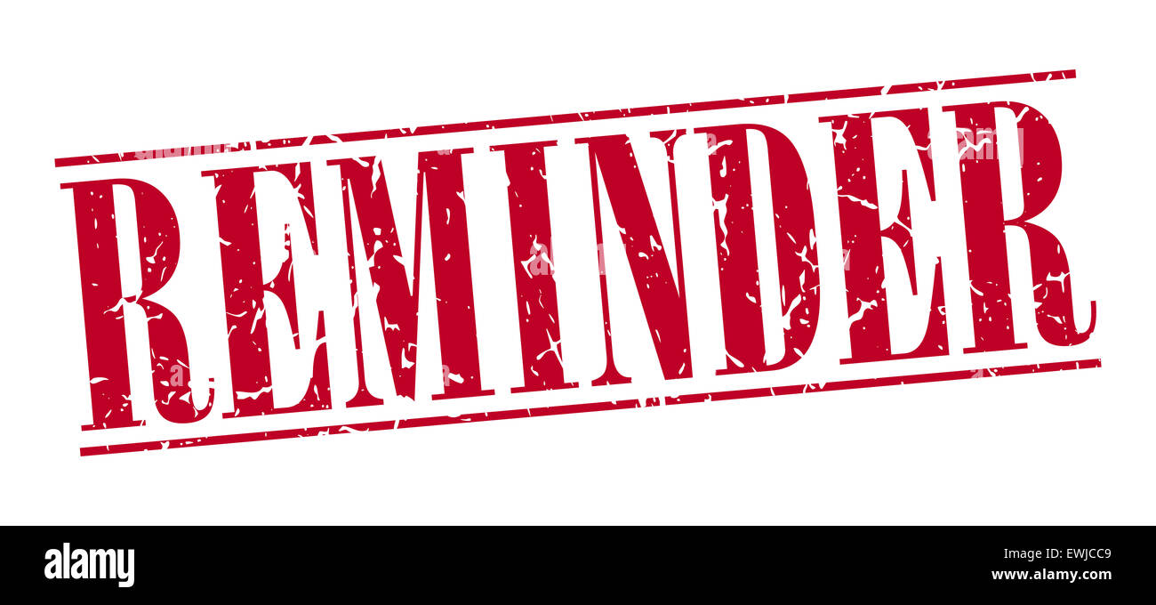 reminder red grunge vintage stamp isolated on white background Stock ...