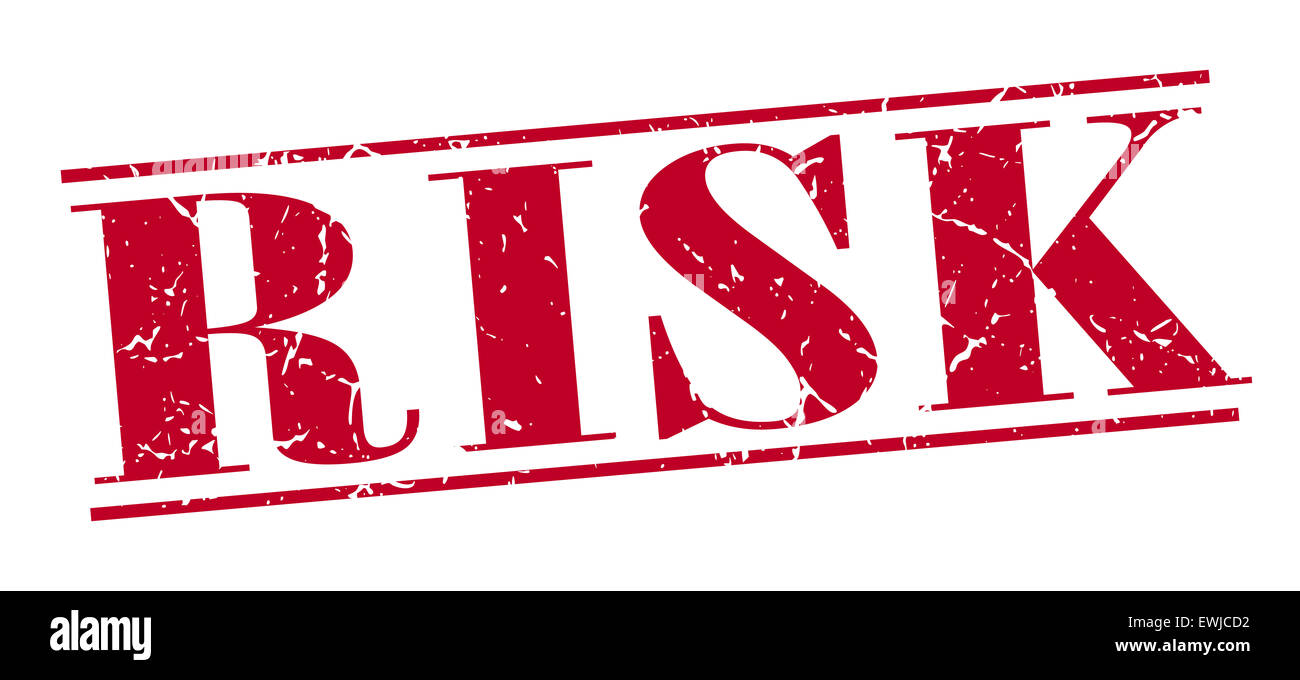 risk red grunge vintage stamp isolated on white background Stock Photo ...