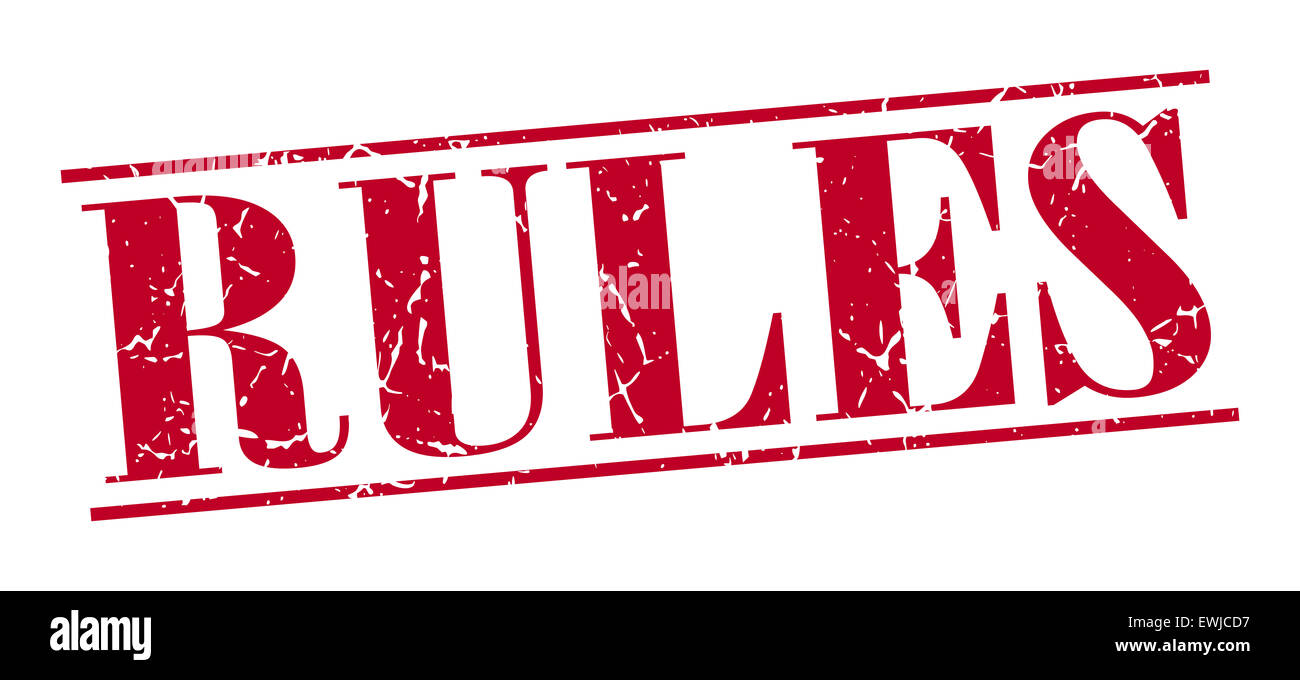 rules red grunge vintage stamp isolated on white background Stock Photo ...
