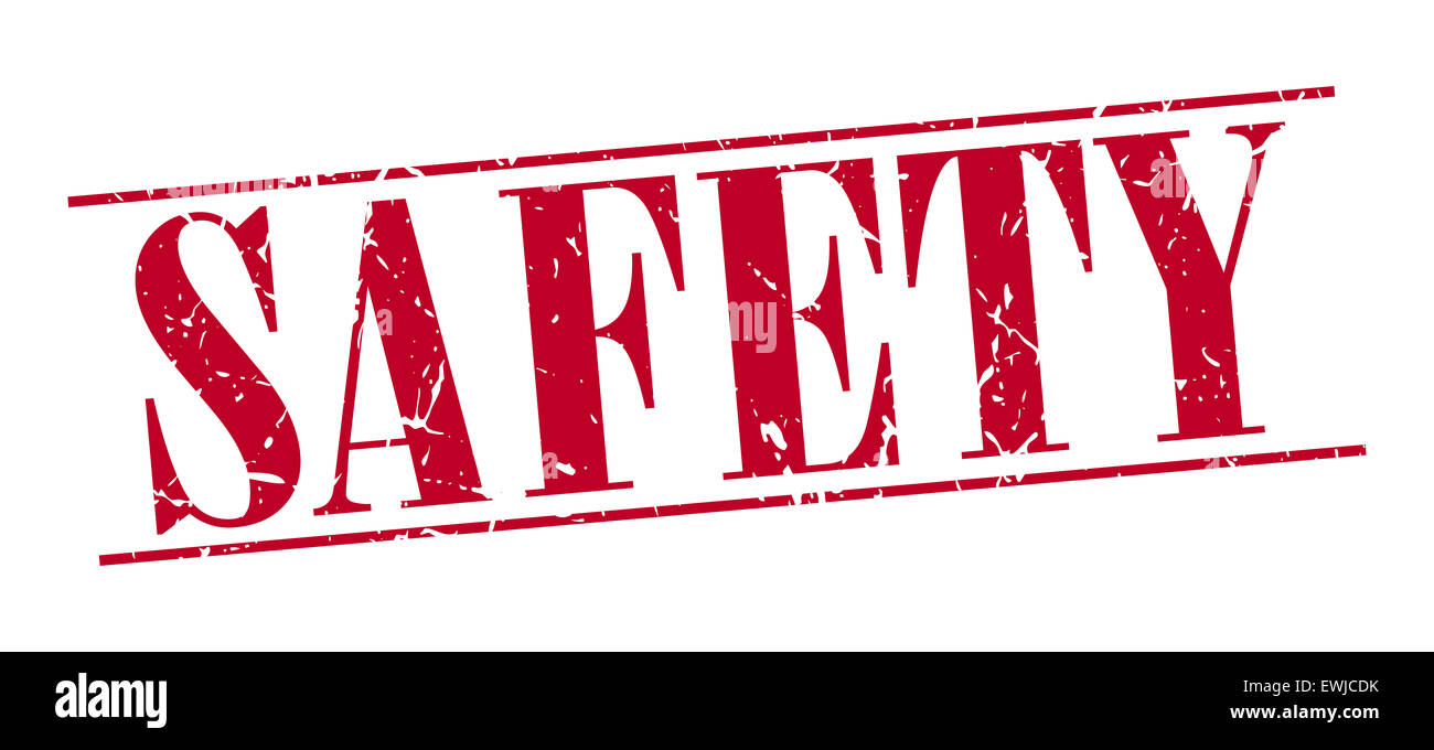 safety red grunge vintage stamp isolated on white background Stock ...