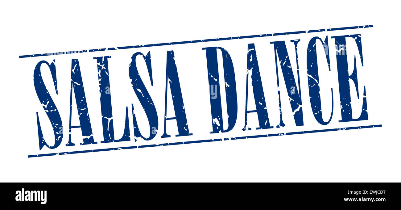 salsa dance blue grunge vintage stamp isolated on white background ...