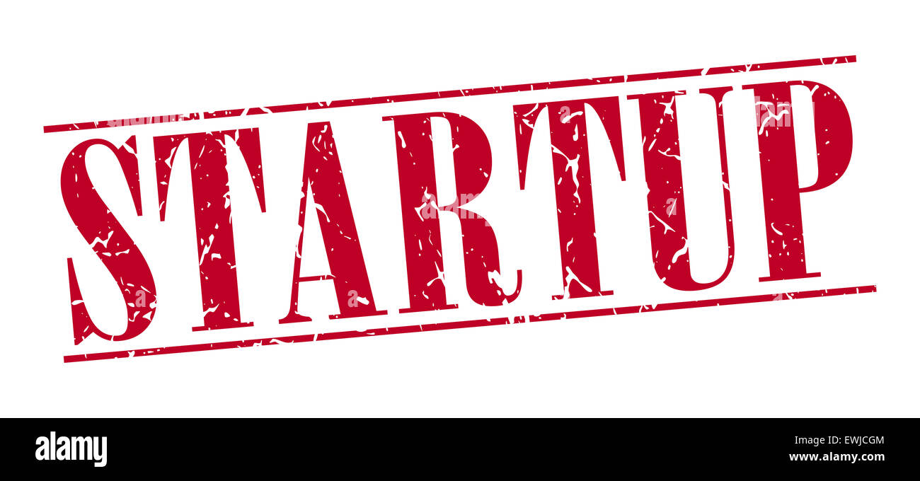 startup red grunge vintage stamp isolated on white background Stock ...