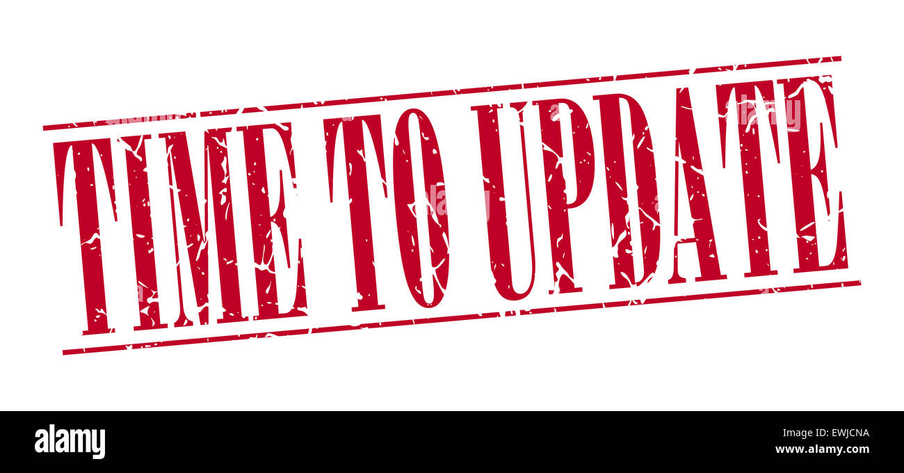 time to update red grunge vintage stamp isolated on white background ...