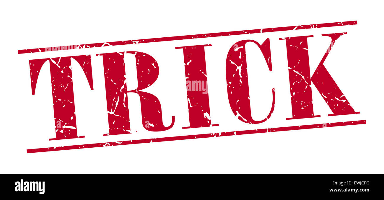 trick red grunge vintage stamp isolated on white background Stock Photo ...