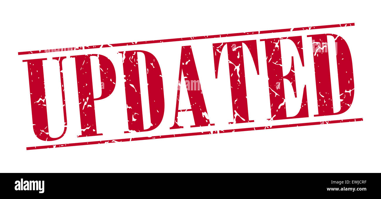 updated red grunge vintage stamp isolated on white background Stock ...