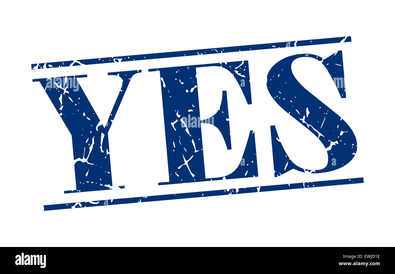 yes blue grunge vintage stamp isolated on white background Stock Photo ...