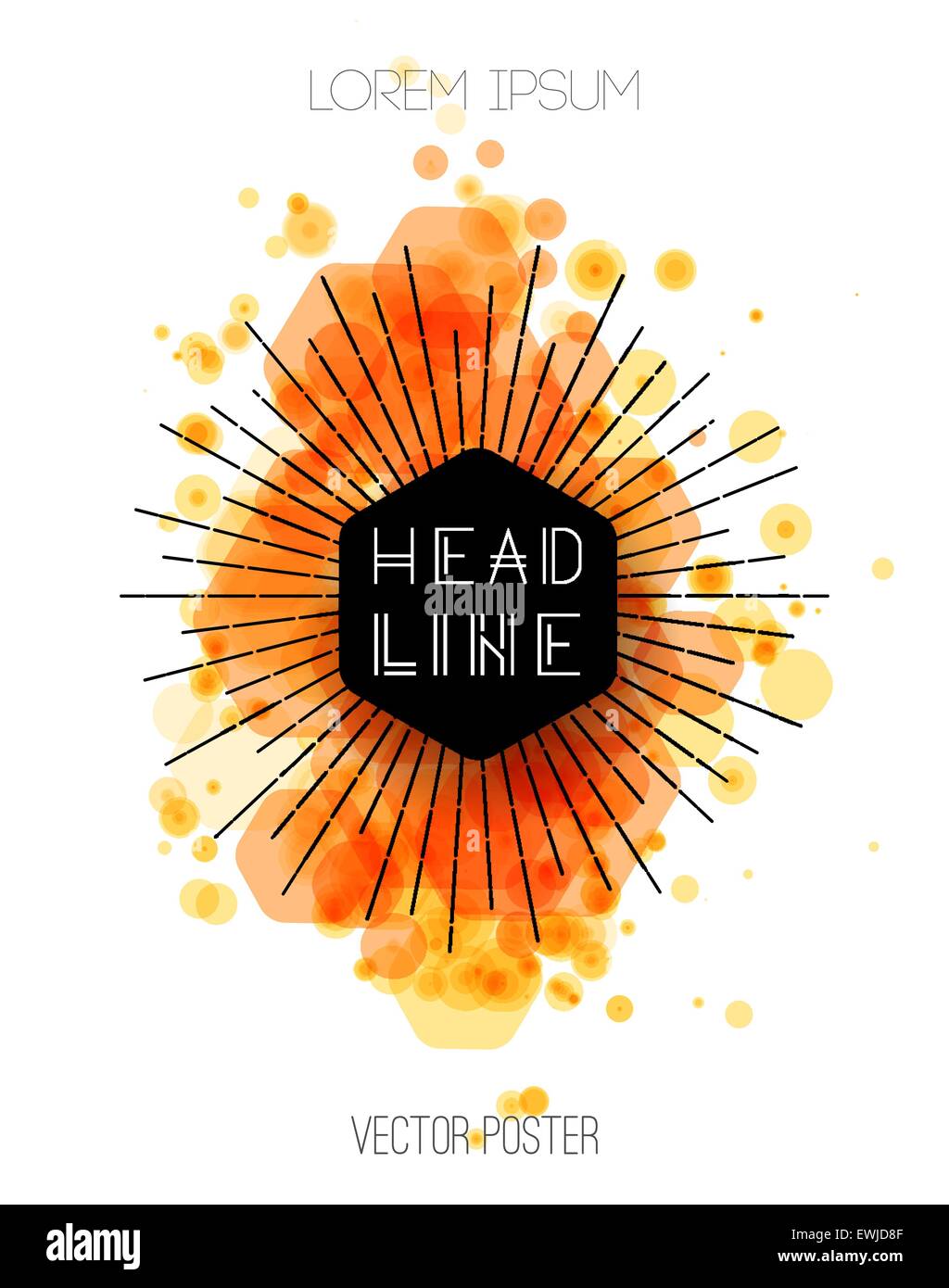 Vector background with orange color splash. Retro style design for ...