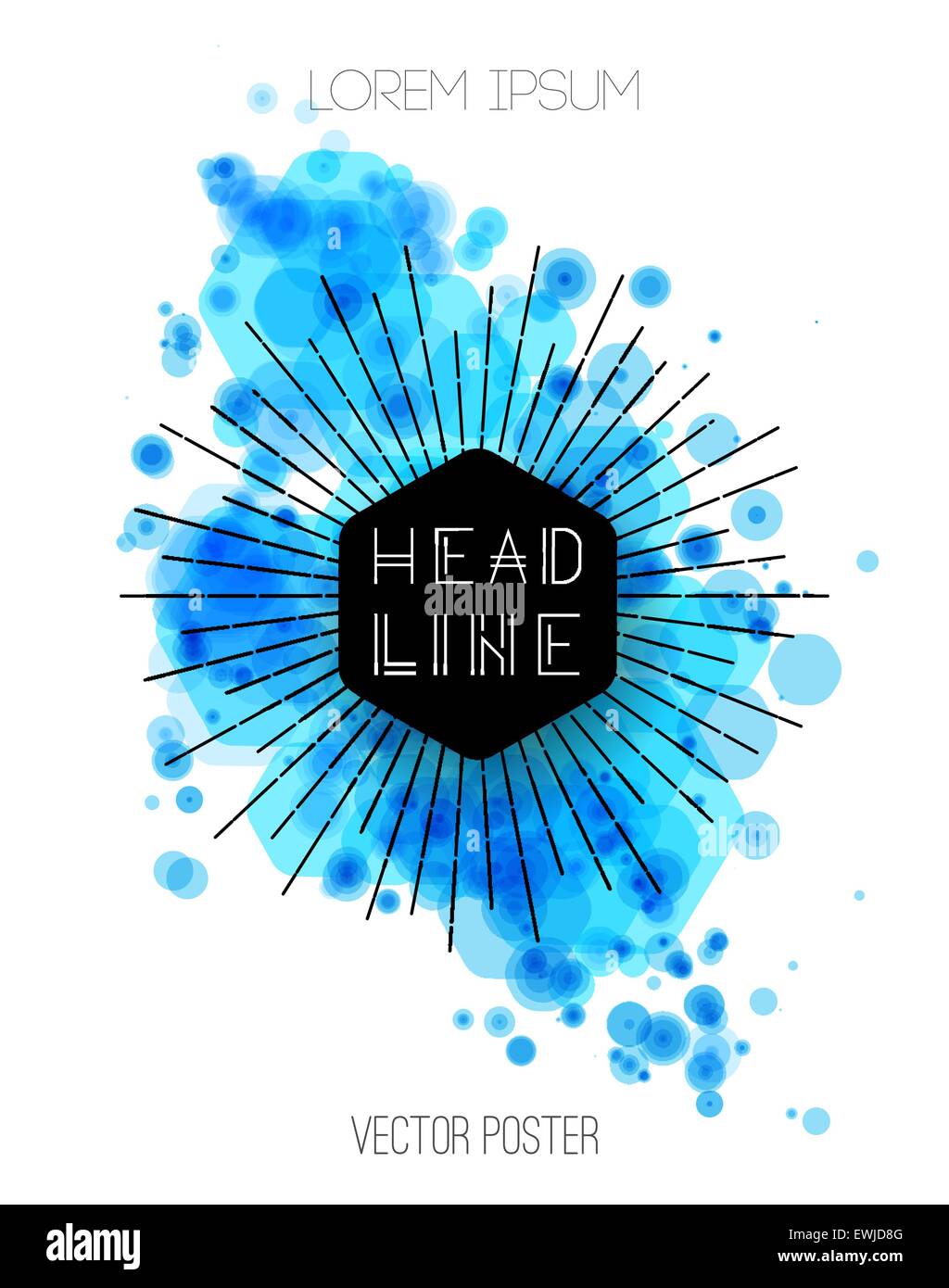 Vector background with blue color splash. Retro style design for poster ...