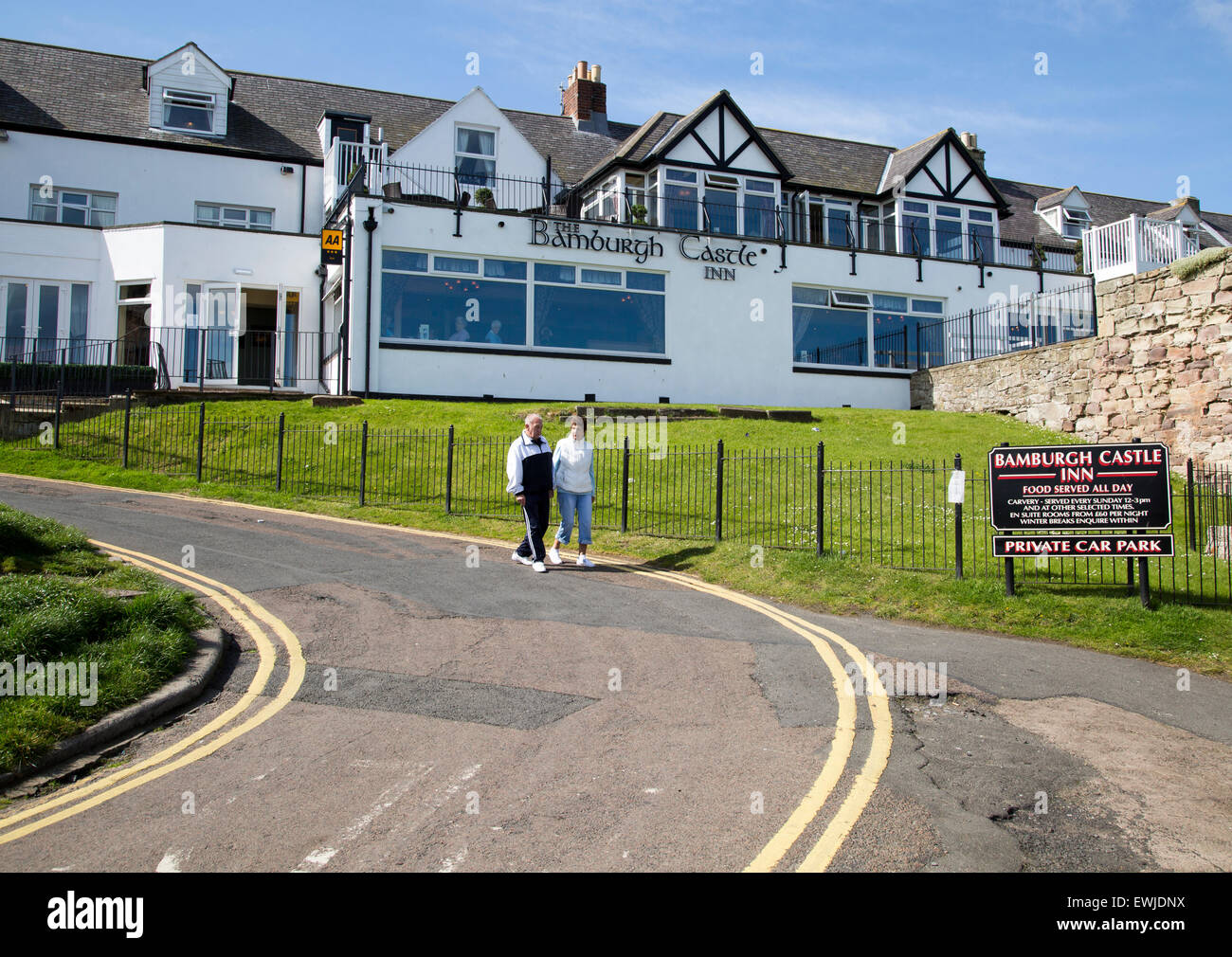 Bamburgh Castle Inn hotel, Seahouses, Northumberland, England, UK Stock ...