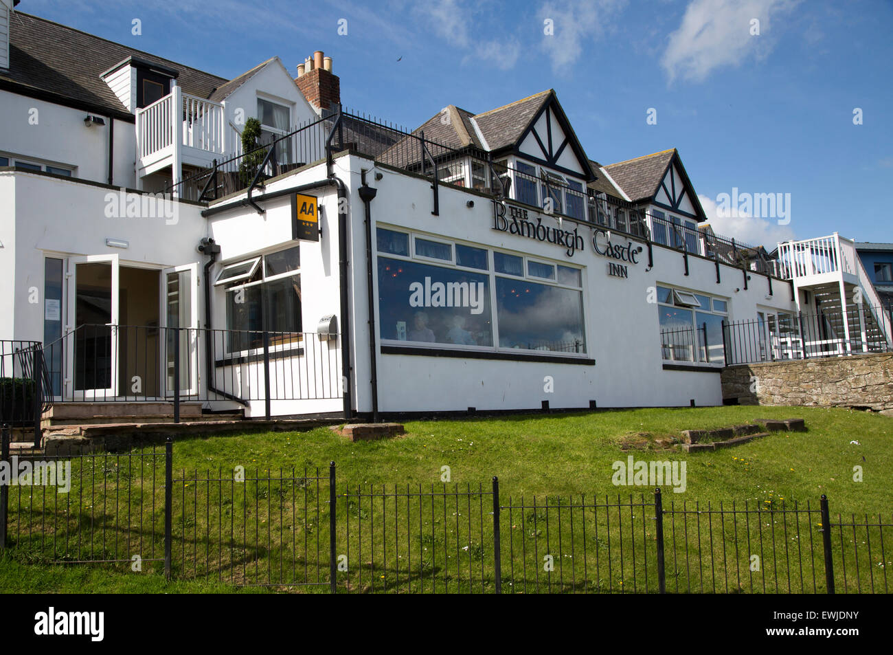 Bamburgh Castle Inn hotel, Seahouses, Northumberland, England, UK Stock ...