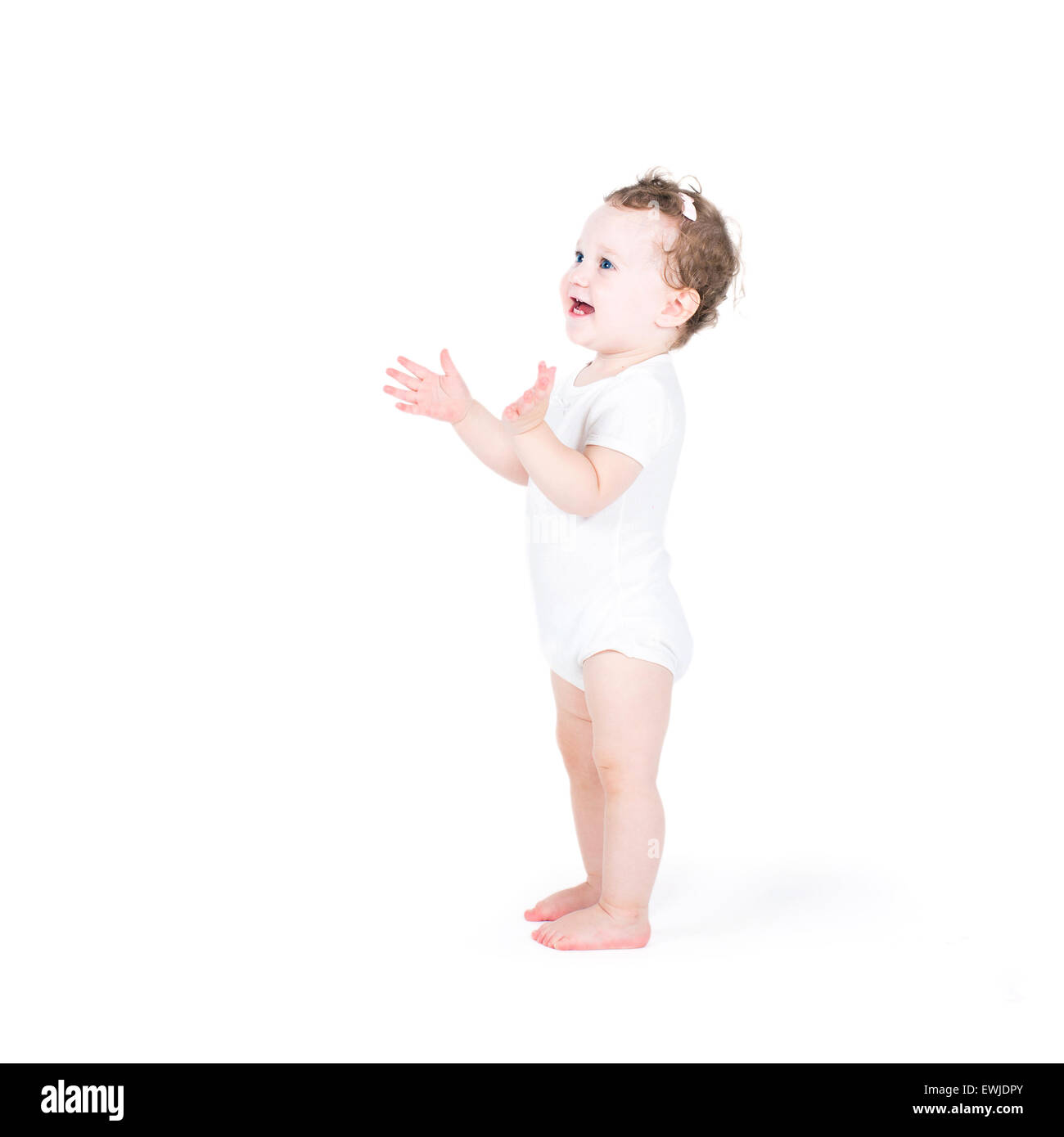 Portrait little girl clapping hands Cut Out Stock Images & Pictures - Alamy