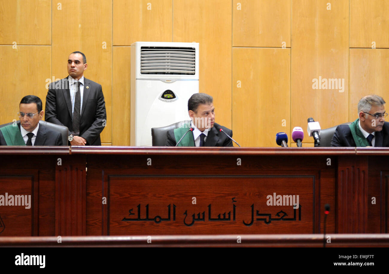Cairo, Egypt. 27th June, 2015. Egyptian Judges attend the trail of ...