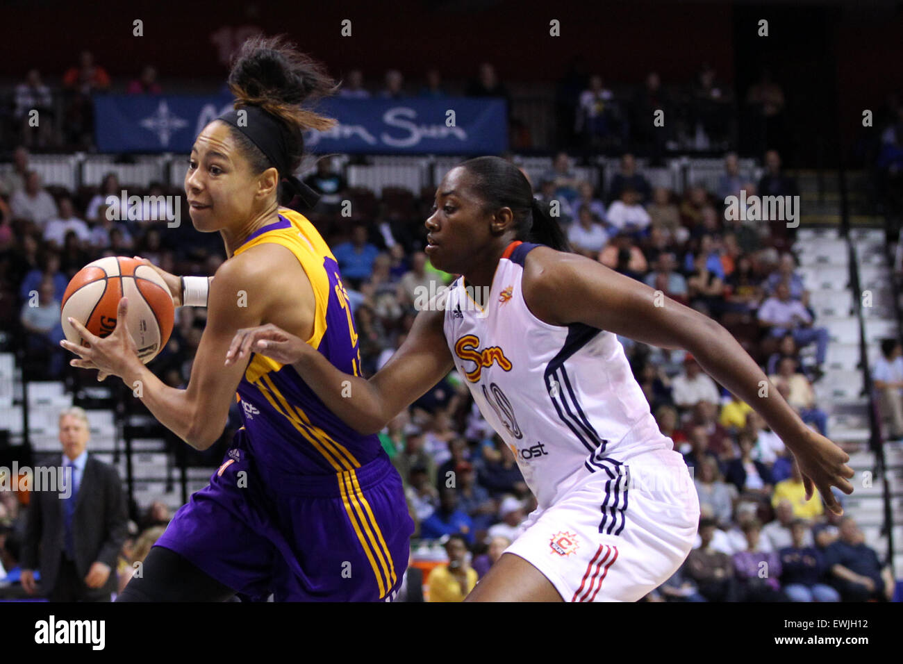 June 26, 2015; Uncasville, CT, USA; Los Angeles Sparks forward Jennifer ...