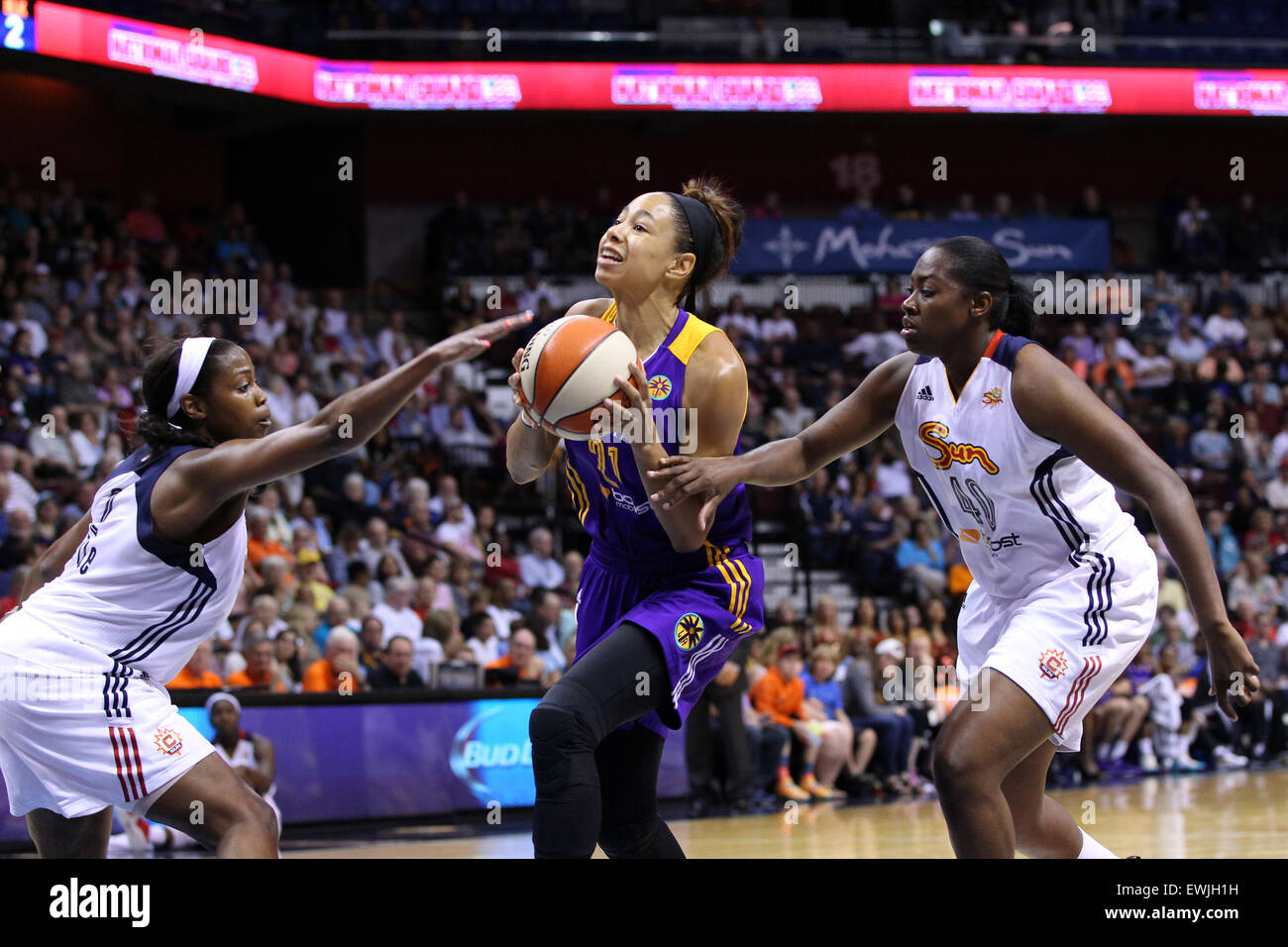 June 26, 2015; Uncasville, CT, USA; Los Angeles Sparks forward Jennifer ...