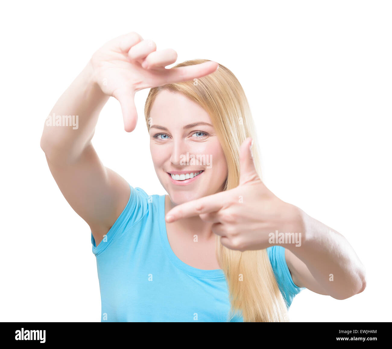 Woman framing face hands hi-res stock photography and images - Alamy