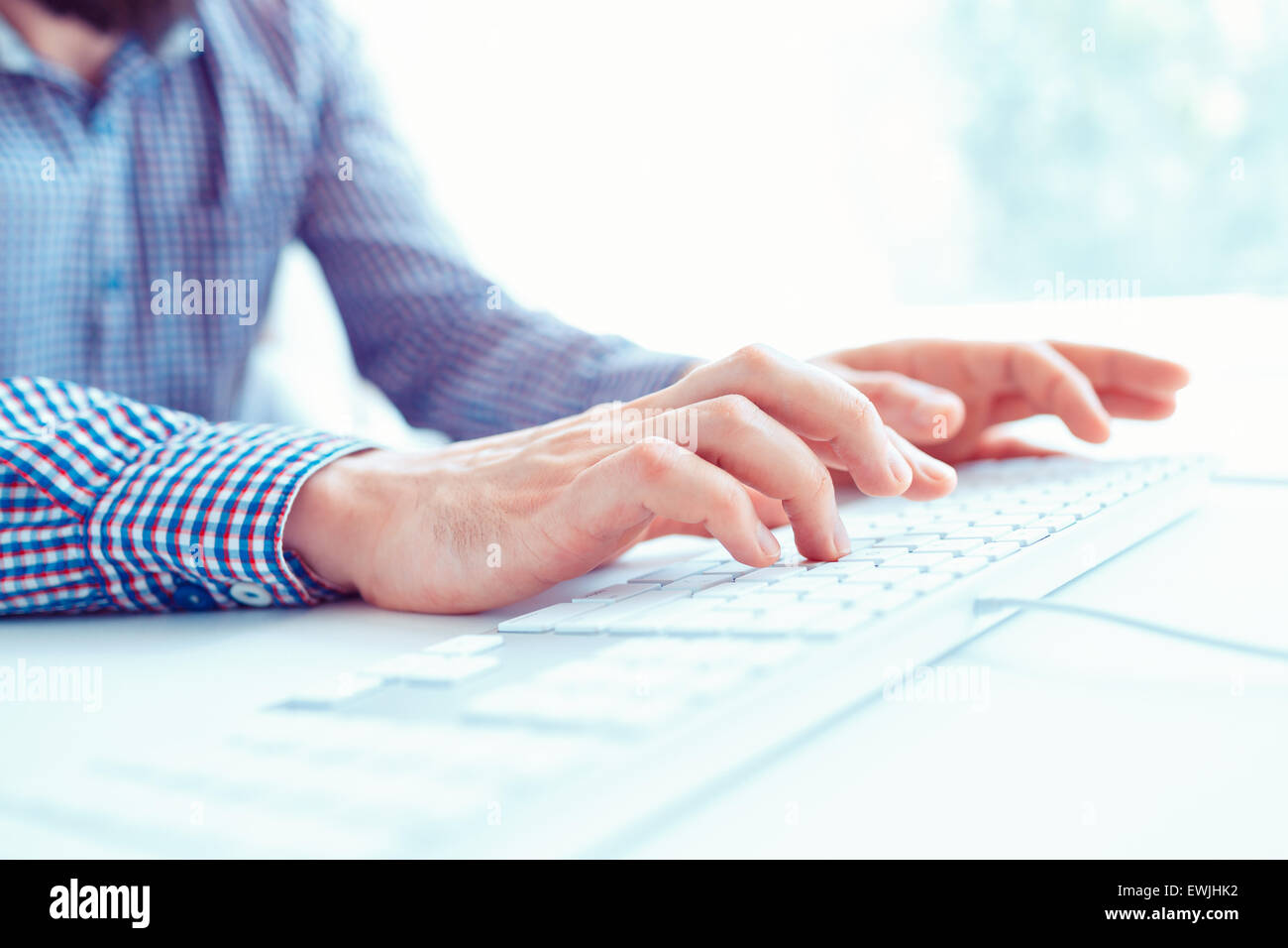 Male hands or men office worker typing on the keyboard Stock Photo - Alamy