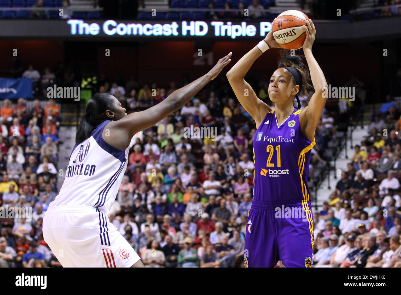 June 26, 2015; Uncasville, CT, USA; Los Angeles Sparks forward Jennifer ...