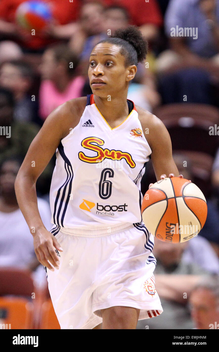 June 26, 2015; Uncasville, CT, USA; Connecticut Sun guard Jasmine ...