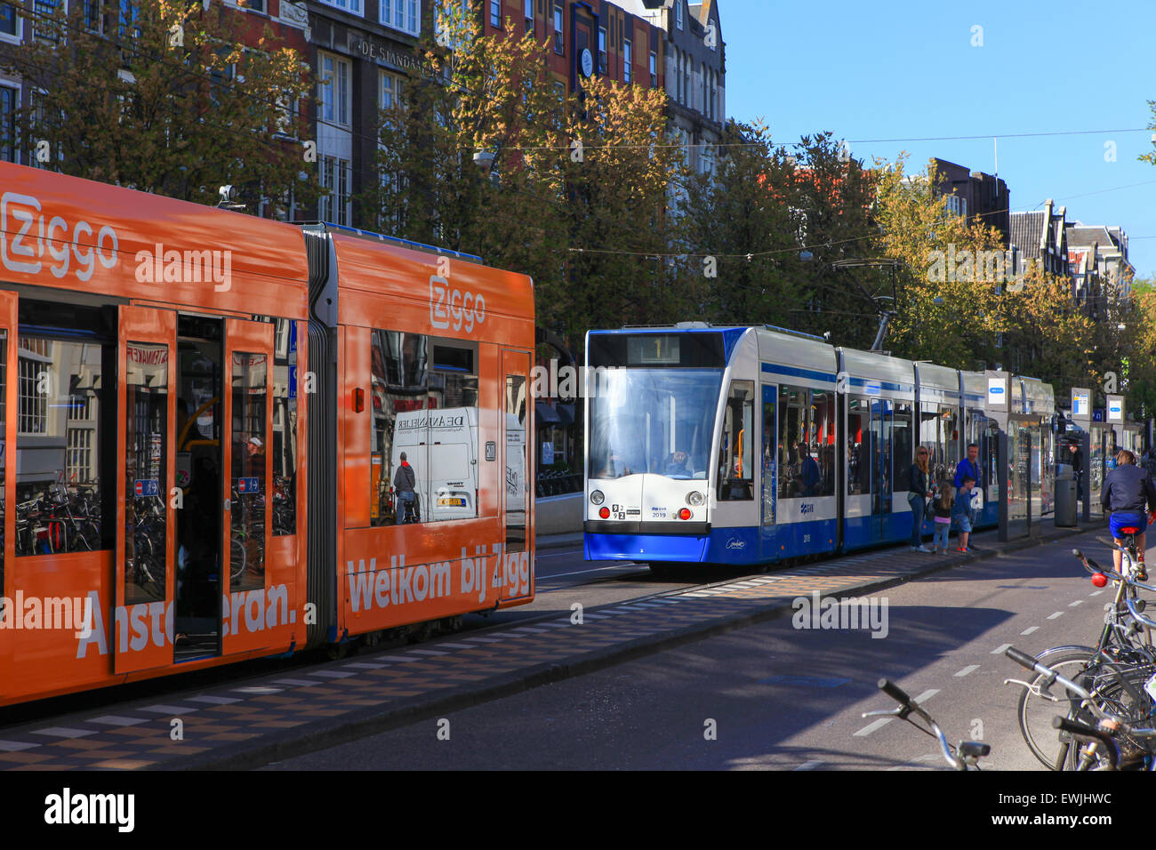 Tram Local light rail transportation heading to Amsterdam central ...