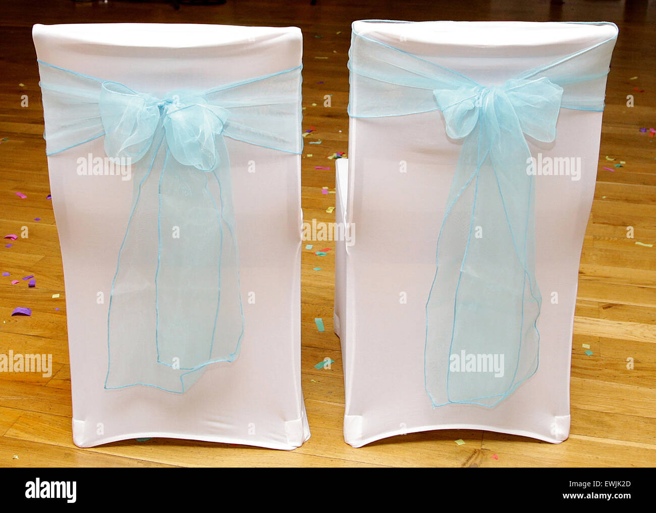 two chairs on wedding party representing bride and groom Stock Photo ...