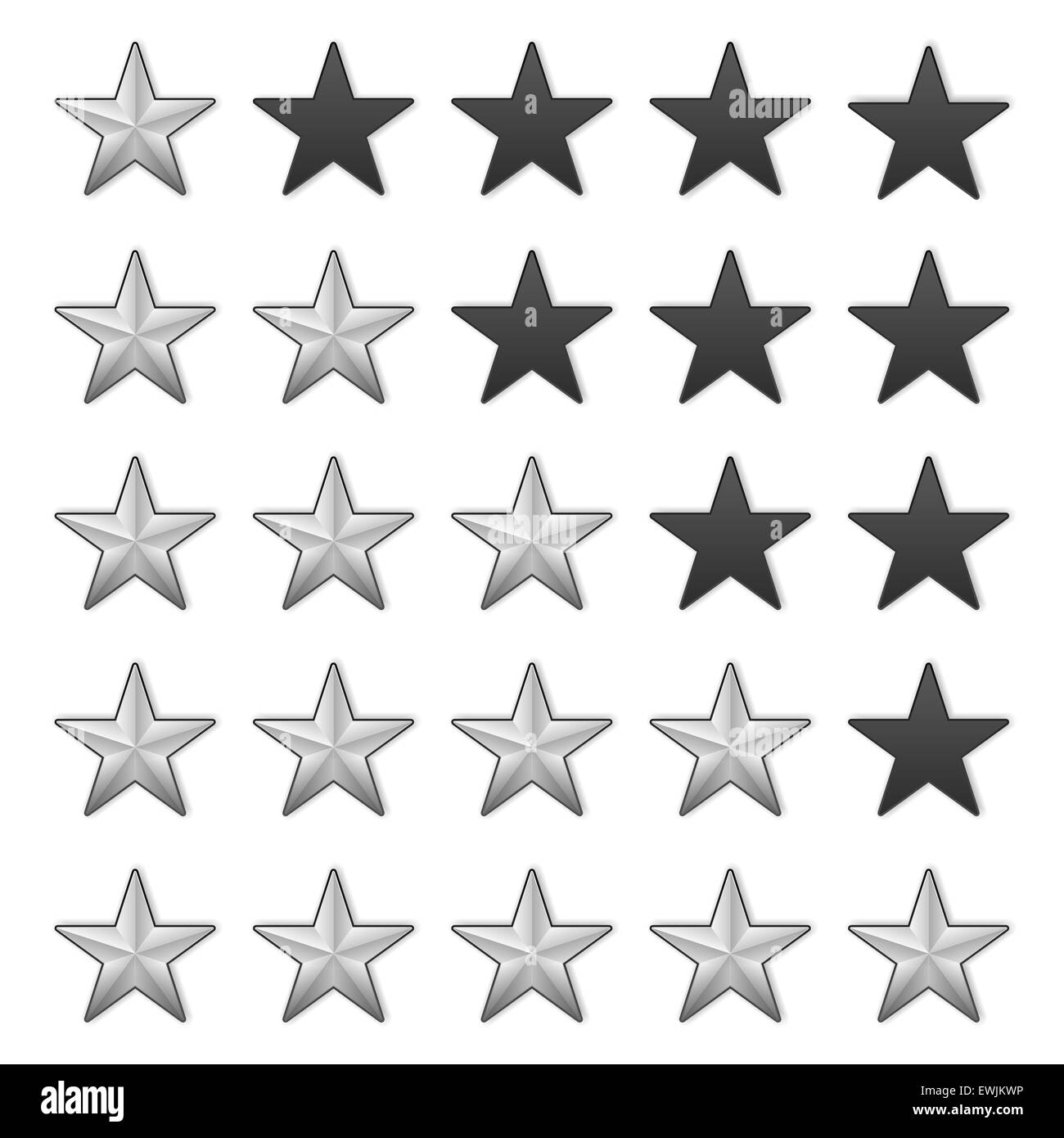 Silver stars rating on a white background Stock Photo - Alamy