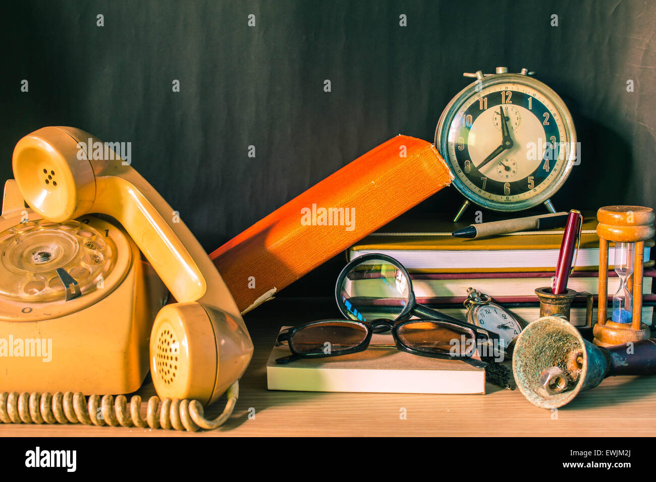 Blue dial phone on table hi-res stock photography and images - Alamy