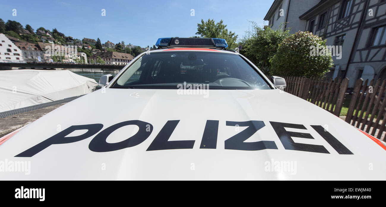 Schaffhausen, Switzerland. 26th June, 2015. ILLUSTRATION - A police car ...
