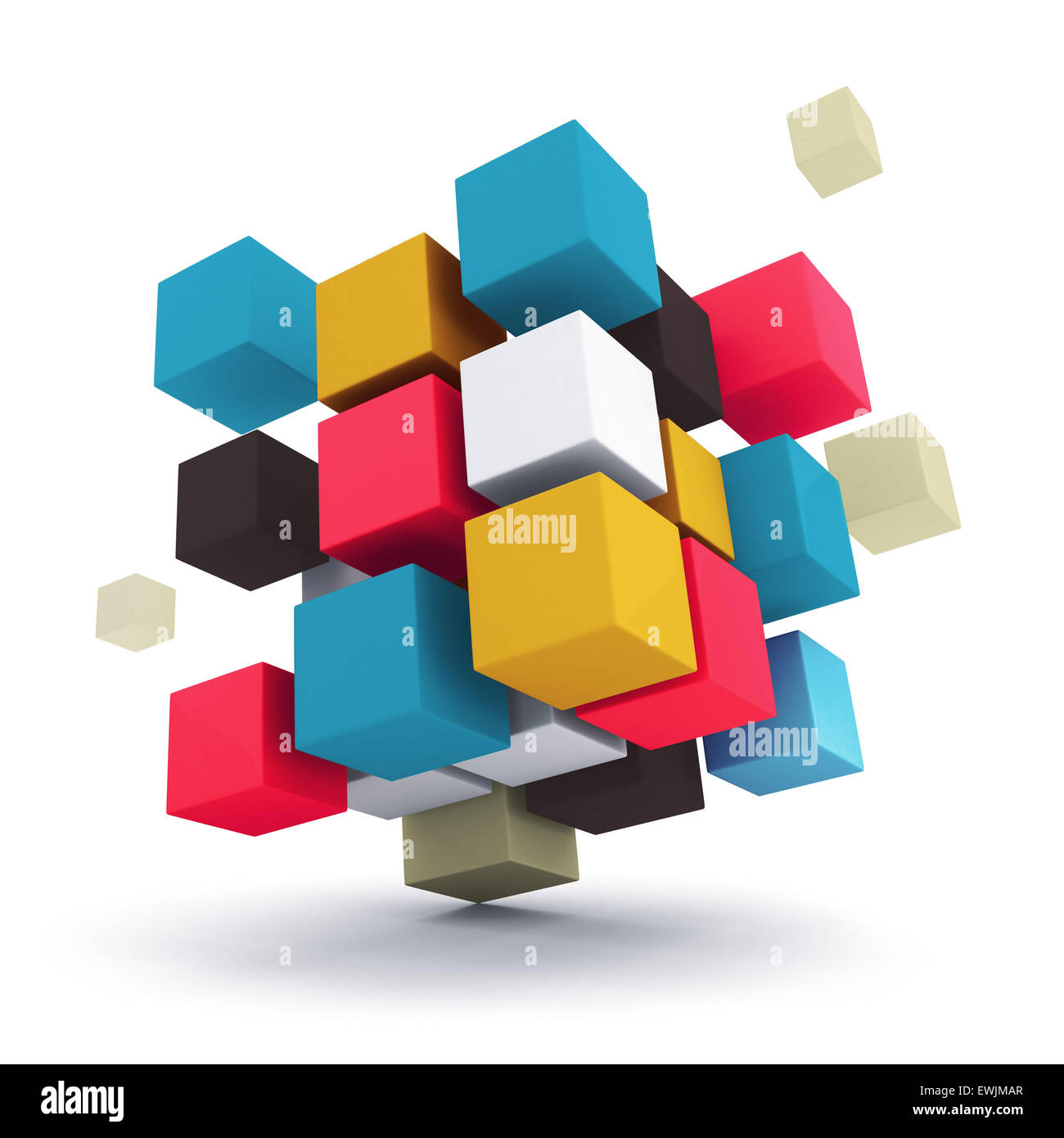 group of multicolored cubes isolated on white background Stock Photo ...