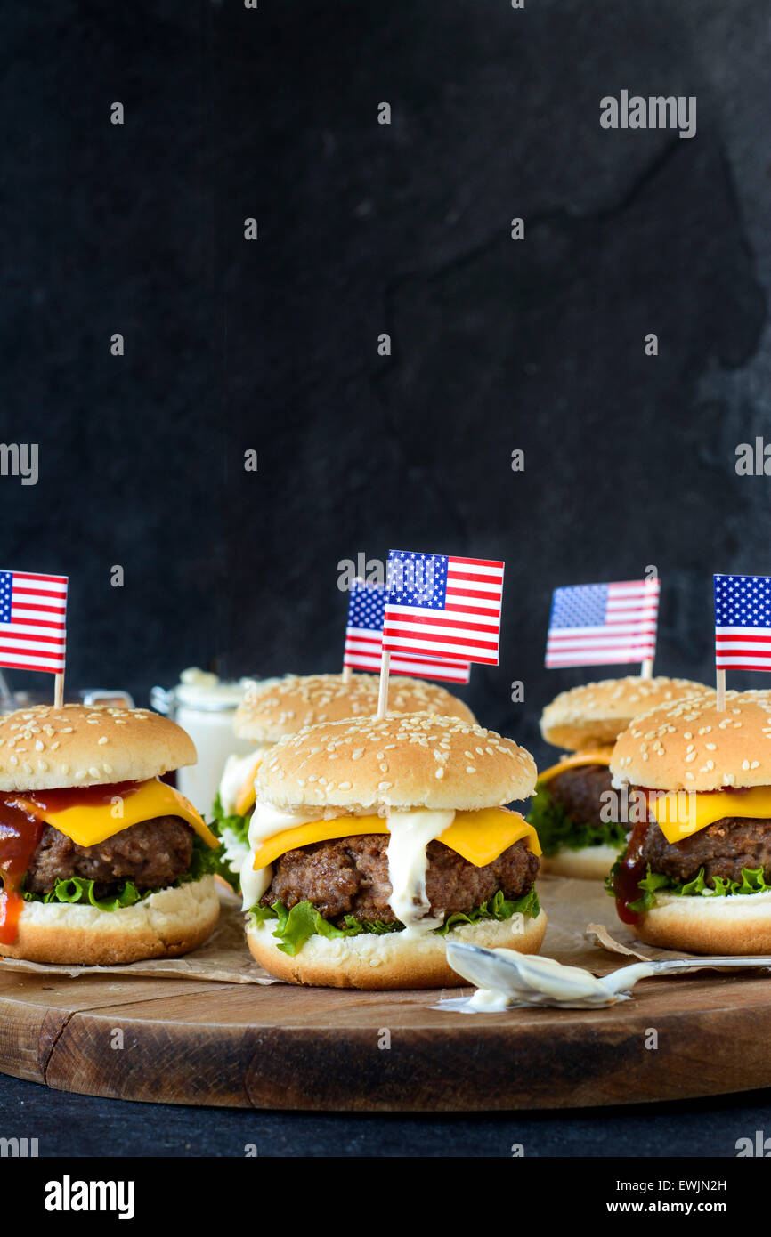 Mini beef burgers american flag hi-res stock photography and images - Alamy