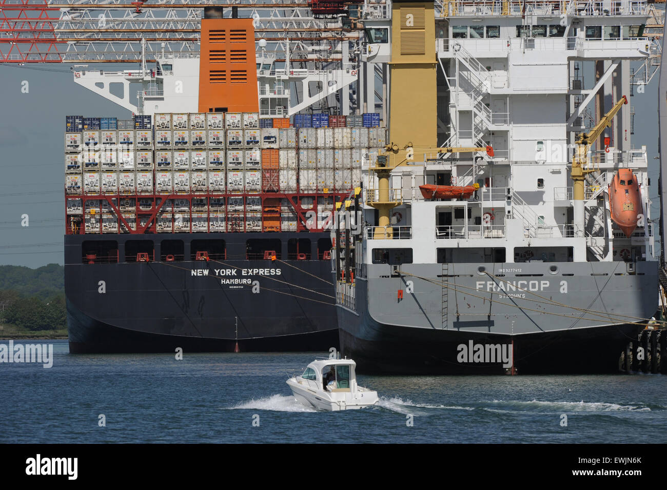Container ship New York express and Francop docked at Southampton Stock ...