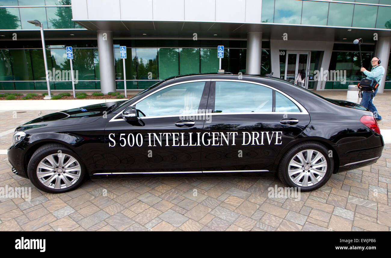 A Mercedes car S 500 Intelligent Drive at the Mercedes-Benz Research ...