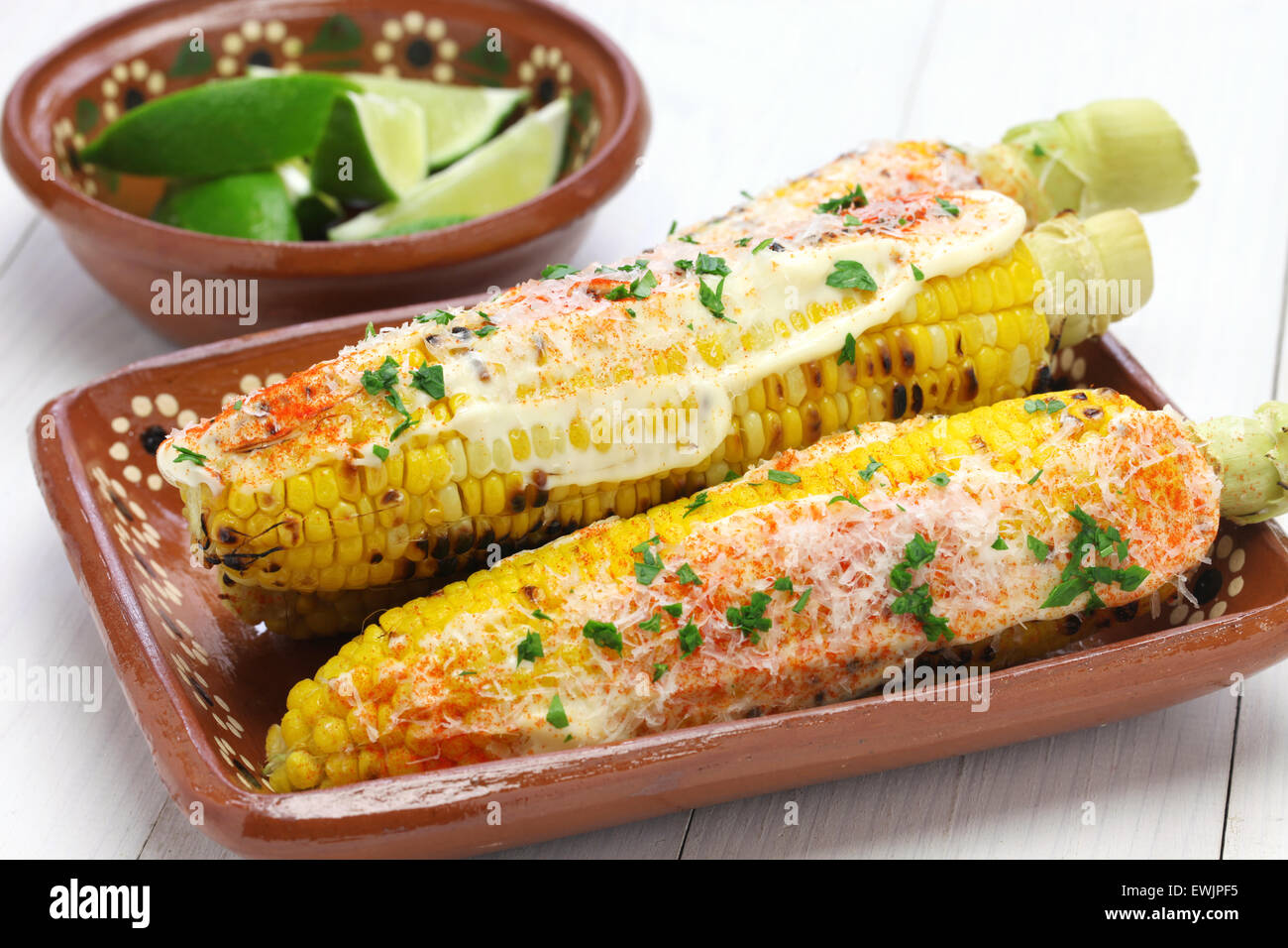 mexican grilled corn dish, elote Stock Photo - Alamy