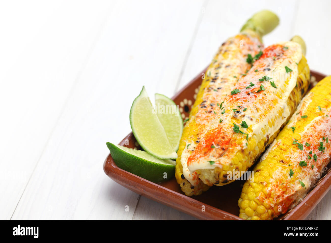 mexican grilled corn dish, elote Stock Photo - Alamy