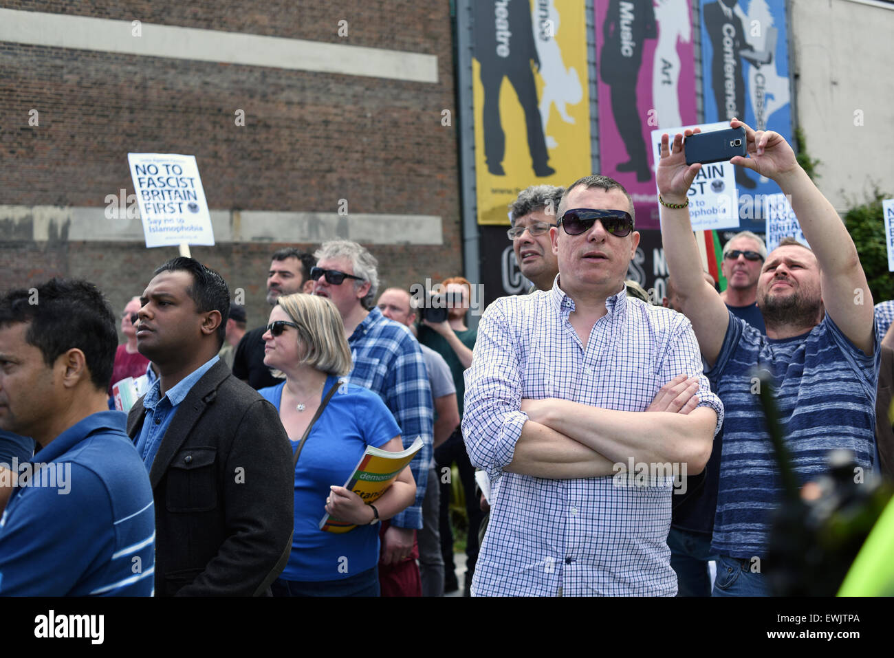 Britain-First March Luton Town Center June 2015 .Anti-Fascist Supporter ...