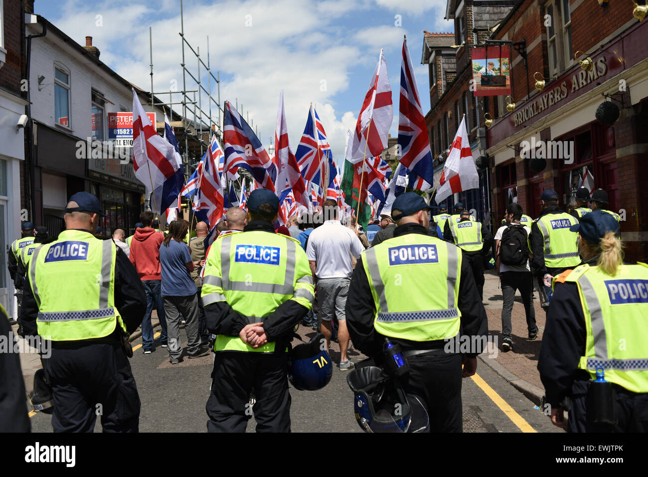 Britain-First March Luton Town Center June 2015 .Riot Police Following ...