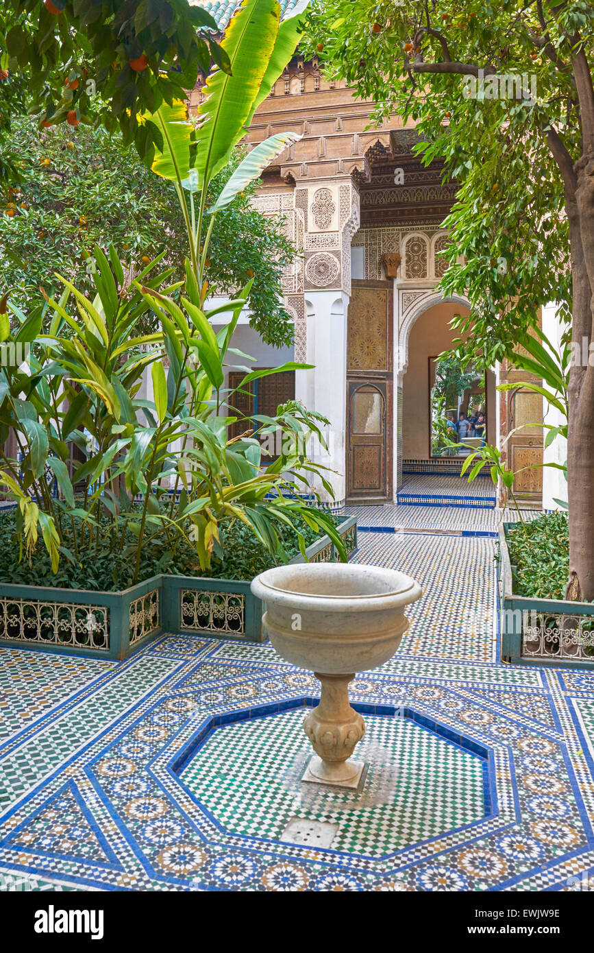 Courtyard in the Bahia Palace, Marrakech, Morocco, Africa Stock Photo ...