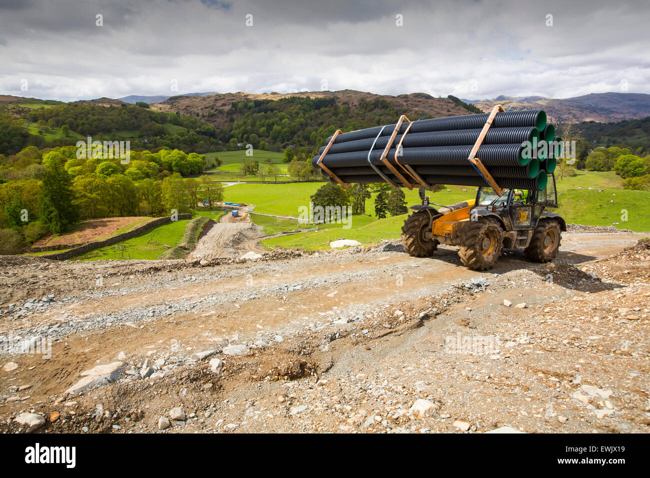Construction work on the Scandale Beck hydro scheme above, Ambleside in ...