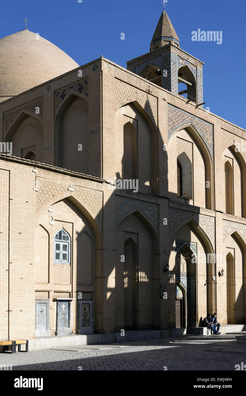Vank Cathedral with shadow of the belfry tower, Isfahan, Iran Stock ...