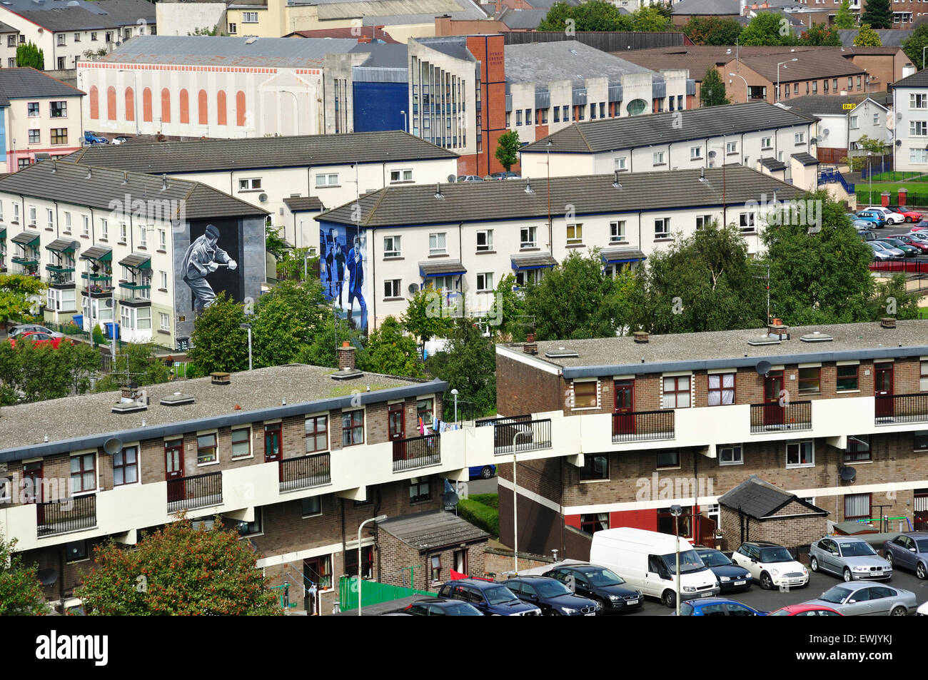 Neighbourhood of The Bogside looking down from the city walls. Derry ...