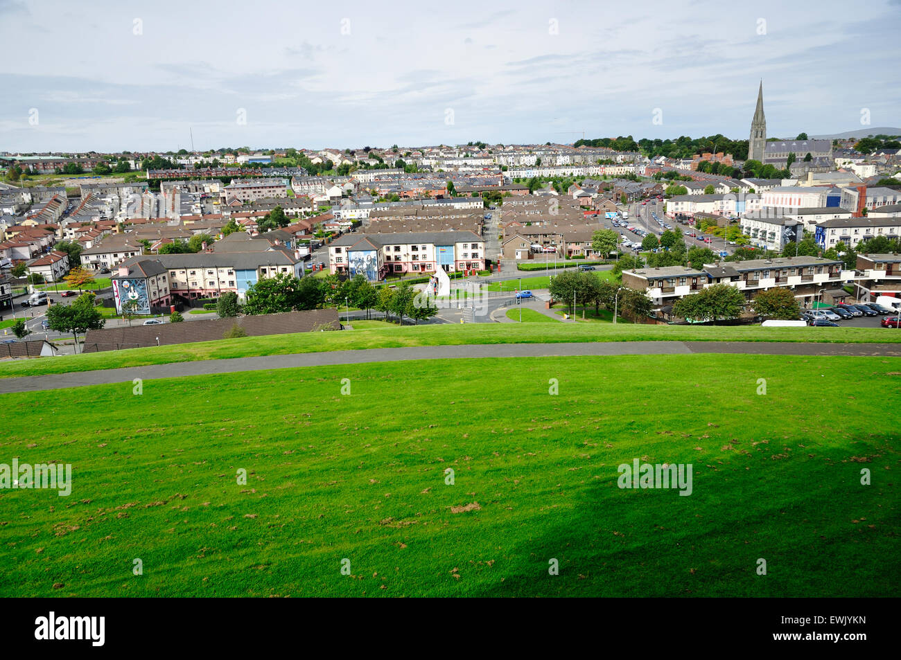 Neighbourhood of The Bogside looking down from the city walls. Derry ...