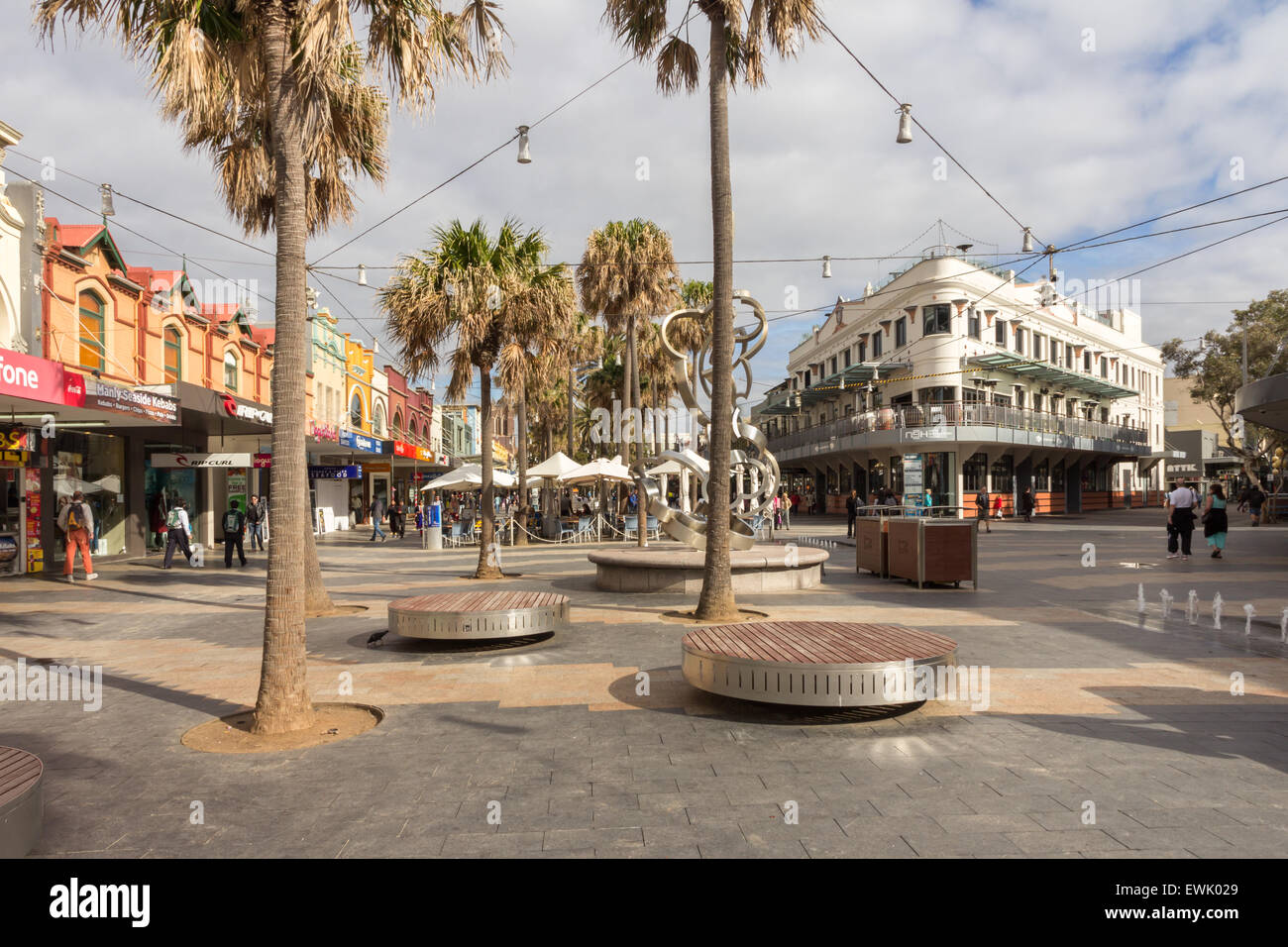 Manly, Australia-June 12th 2015: The Corso which is the main street in ...