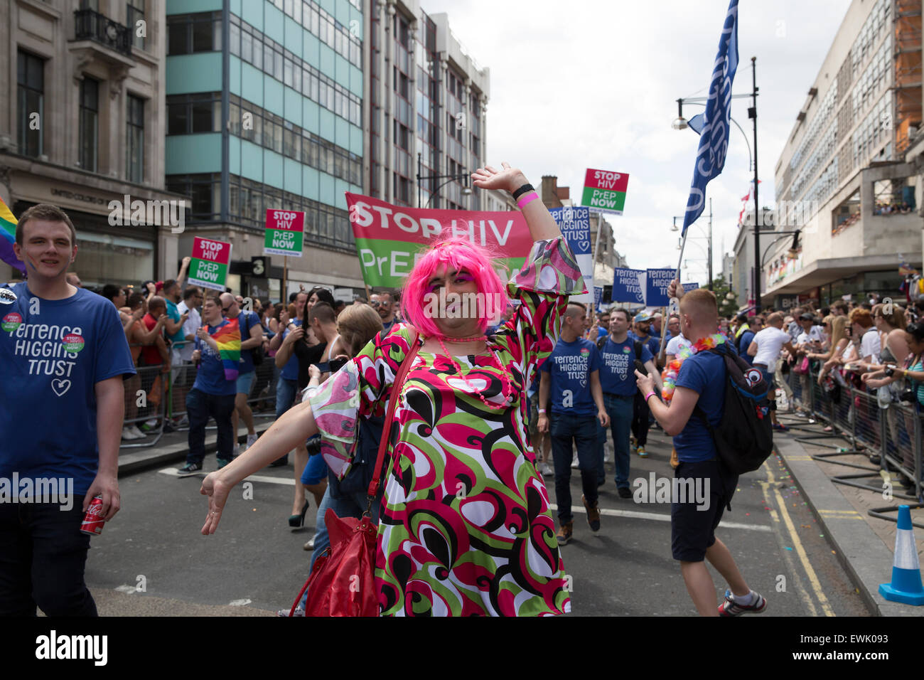 London,UK,27th June 2015,Terrence Higgins Trust members at the Pride in ...