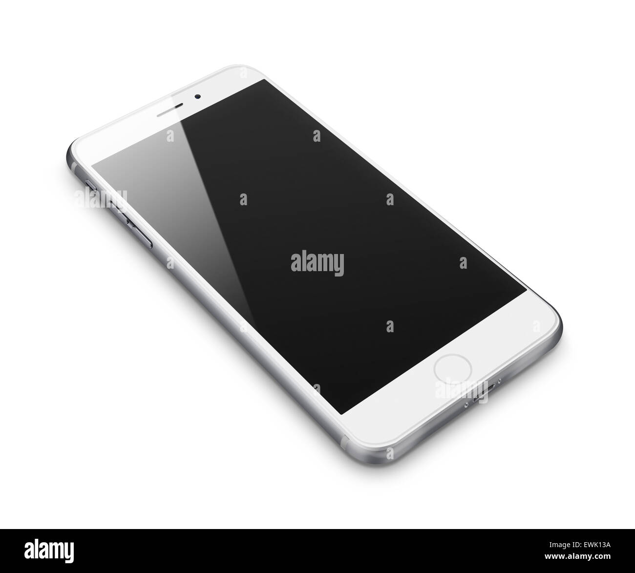 Realistic mobile phone with blank screen isolated on white background ...