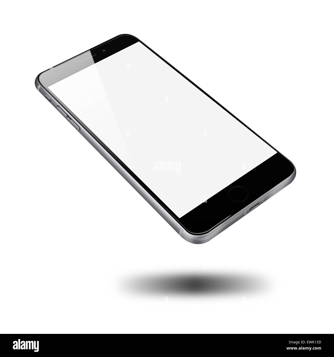 Realistic mobile phone with blank screen isolated on white background ...