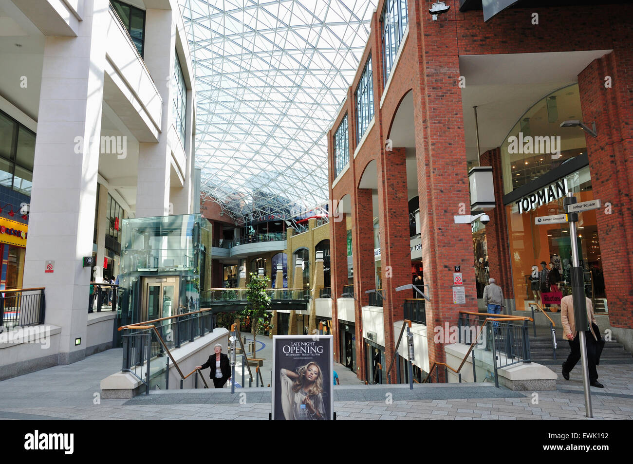 The Victoria Square shopping complex in the center of Belfast. Northern ...